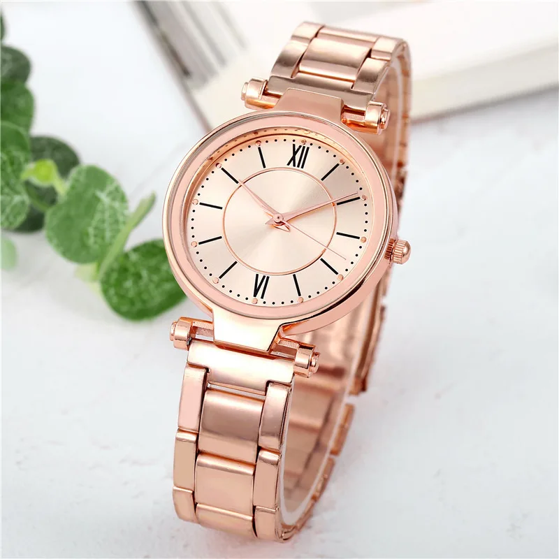 Relojes-de-acero-inoxidable-de-oro-rosa-de-lujo-para-mujer-Reloj-de ...