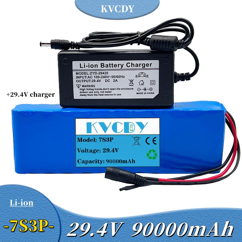 29.4V 90000mAh 7S3P 18650 rechargeable battery Lithium battery 24V 90Ah ...