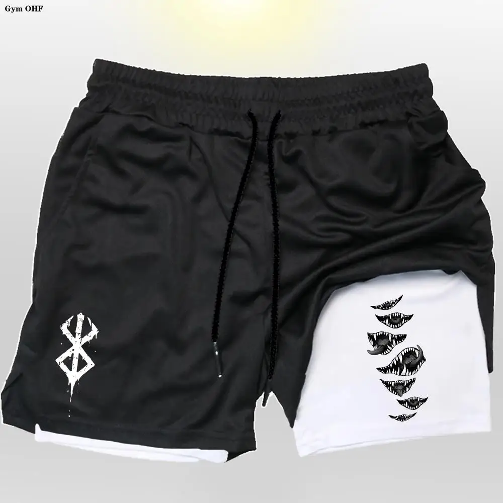 2024 New Men's Fitness Training Tights Shorts Berserk Guts Print Summer ...