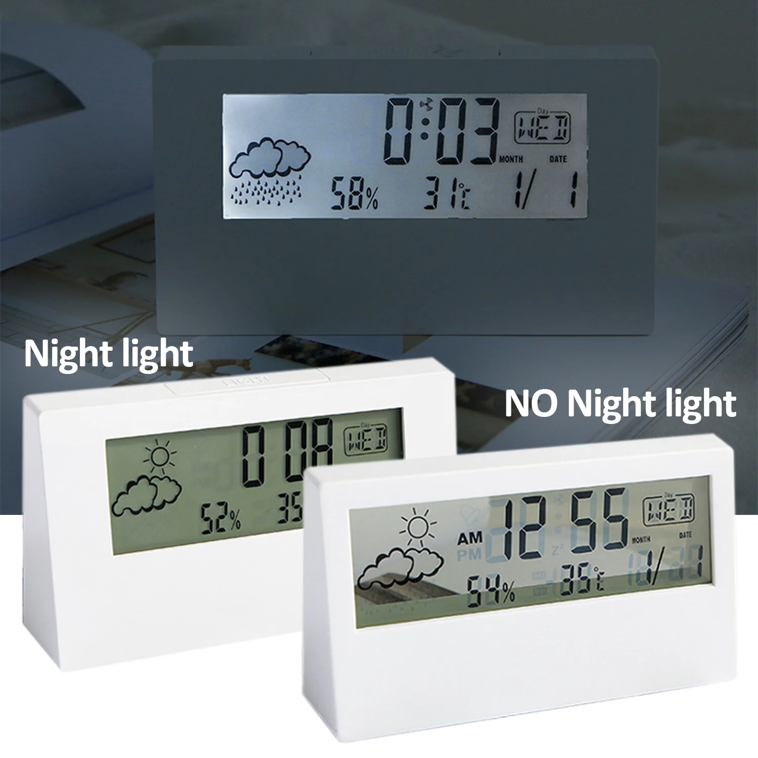 Multifunction Thermometer Thermo-Hygrometer with LED Temperature ...