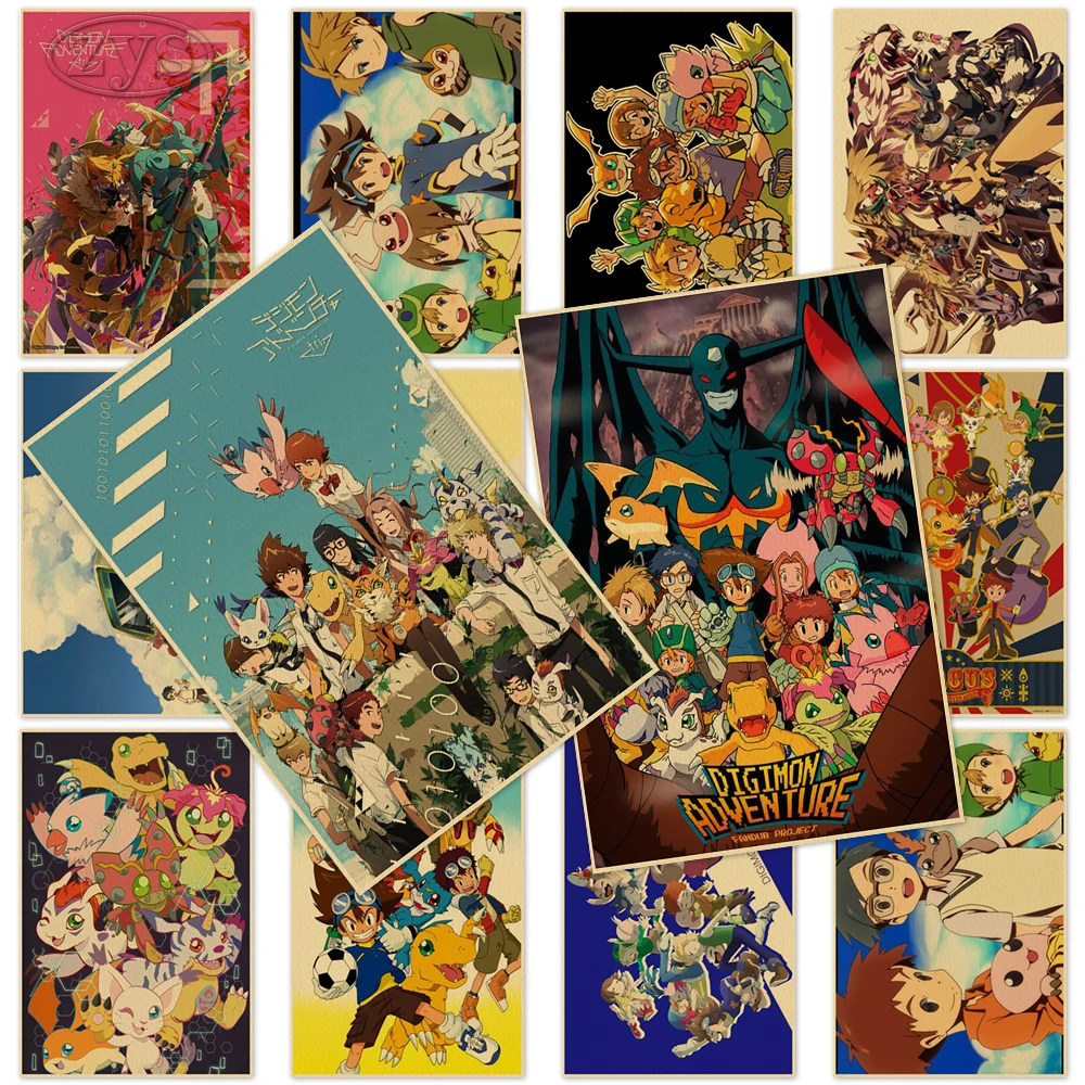 Digimon-Adventure-Poster-Paintings-Japan-Anime-Kraft-Paper-Classic-Wall ...