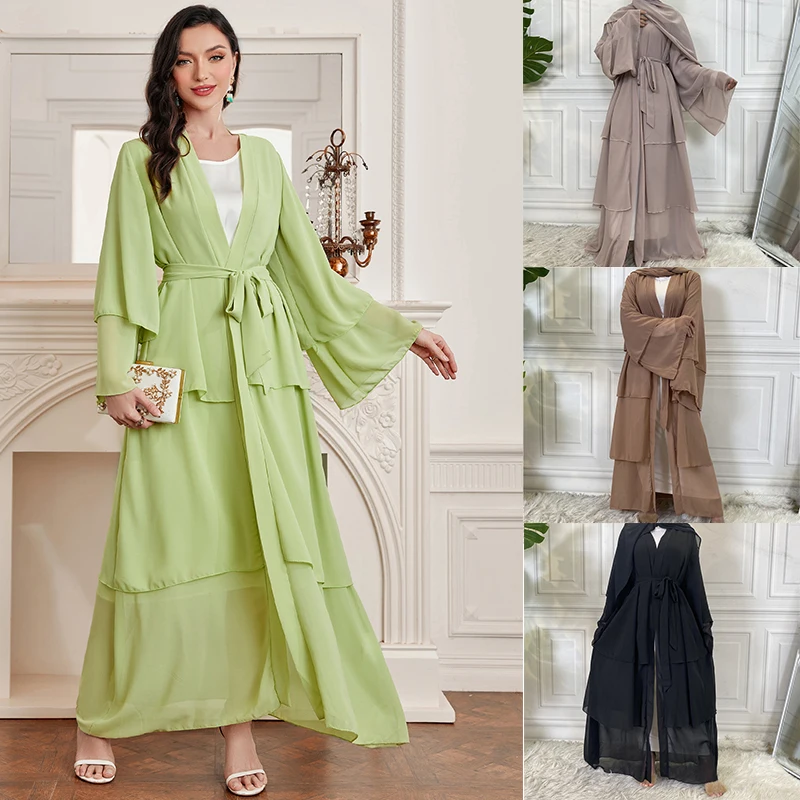 Ramadan-kebaya-Layered-Open-Front-Abaya-Long-Sleeve-Dress-With-Belted ...