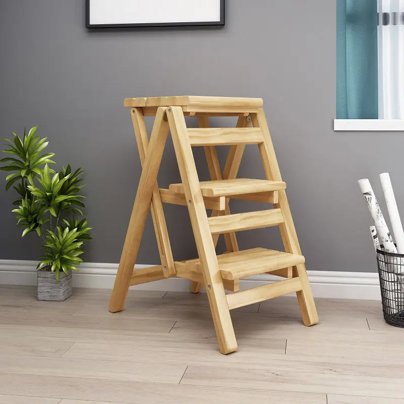 Shipping-Solid-Wood-Household-Multifunctional-Two-step-Folding-Ladder ...