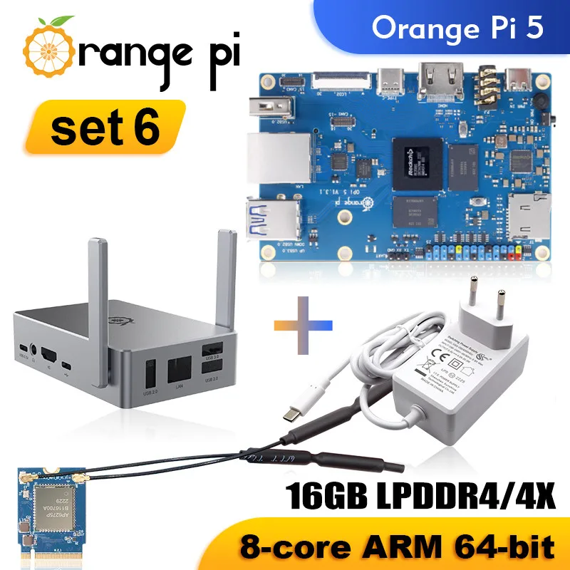 Orange-Pi-5-Matel-Shell-WIFI-BT-Module-Power-Supply-Single-Board ...