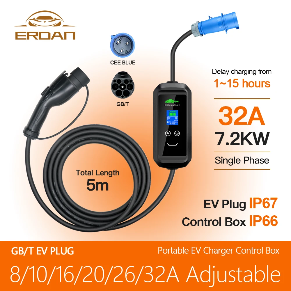 ERDAN-32A-GBT-Portable-EV-Charger-Type1-SAE-J1772-Controller-Wallbox ...