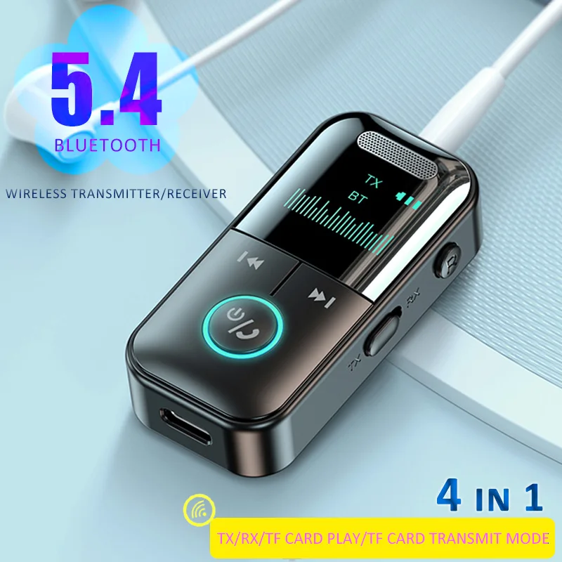 Bluetooth-5-4-Receiver-4-In-1-Transmitter-Led-Display-Aux-Bluetooth-Car ...