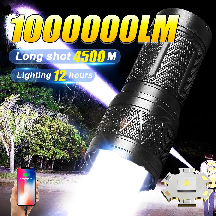 12000mAh-Battery-High-Power-LED-Flashlight-Rechargeable-Strong-Light ...