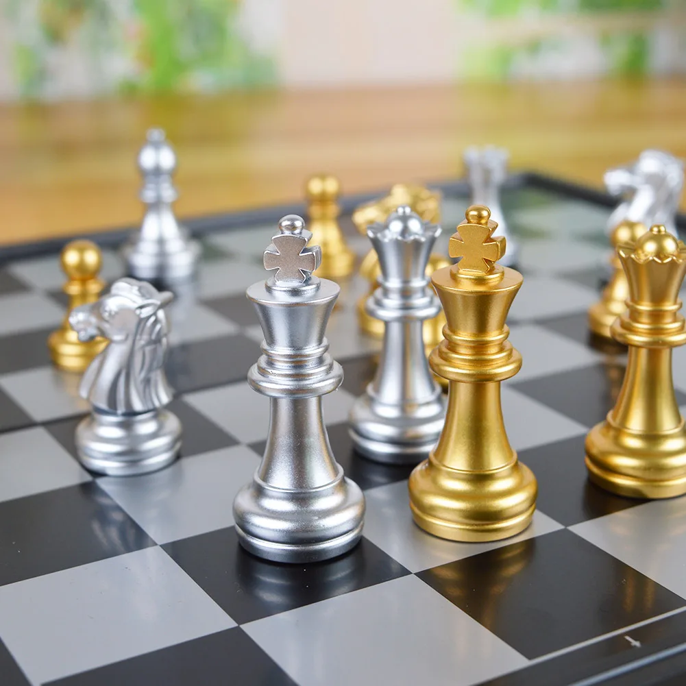 Folding-Magnetic-Chess-Set-Gold-Silver-Travel-Chess-Board-Game-Sets ...
