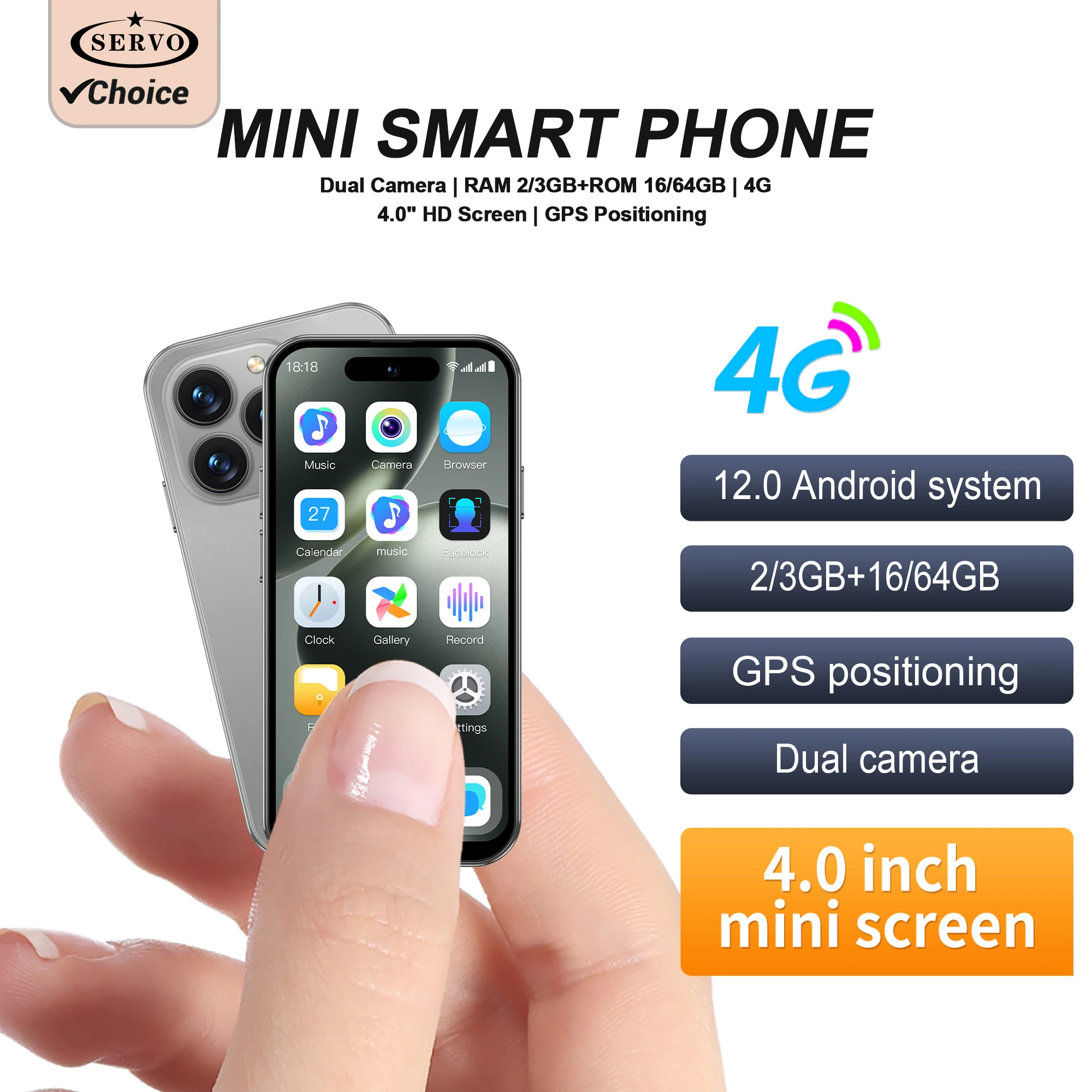 SERVO S16 Mini 4G LTE Android Pocket Smartphone 16GB/64GB Play Store ...