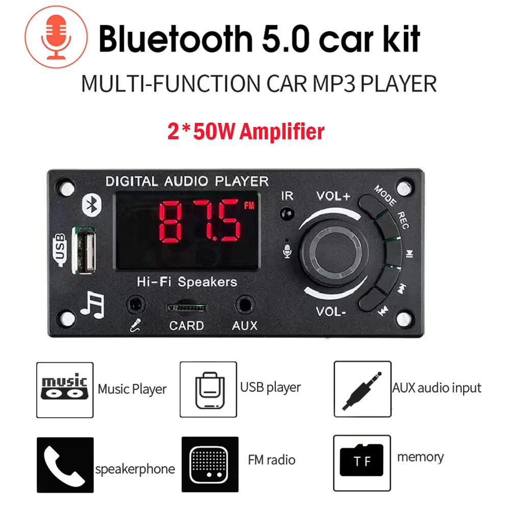 2-50W-100W-MP3-Decoder-Board-Audio-Amplifier-Board-Bluetooth-Car-Audio ...