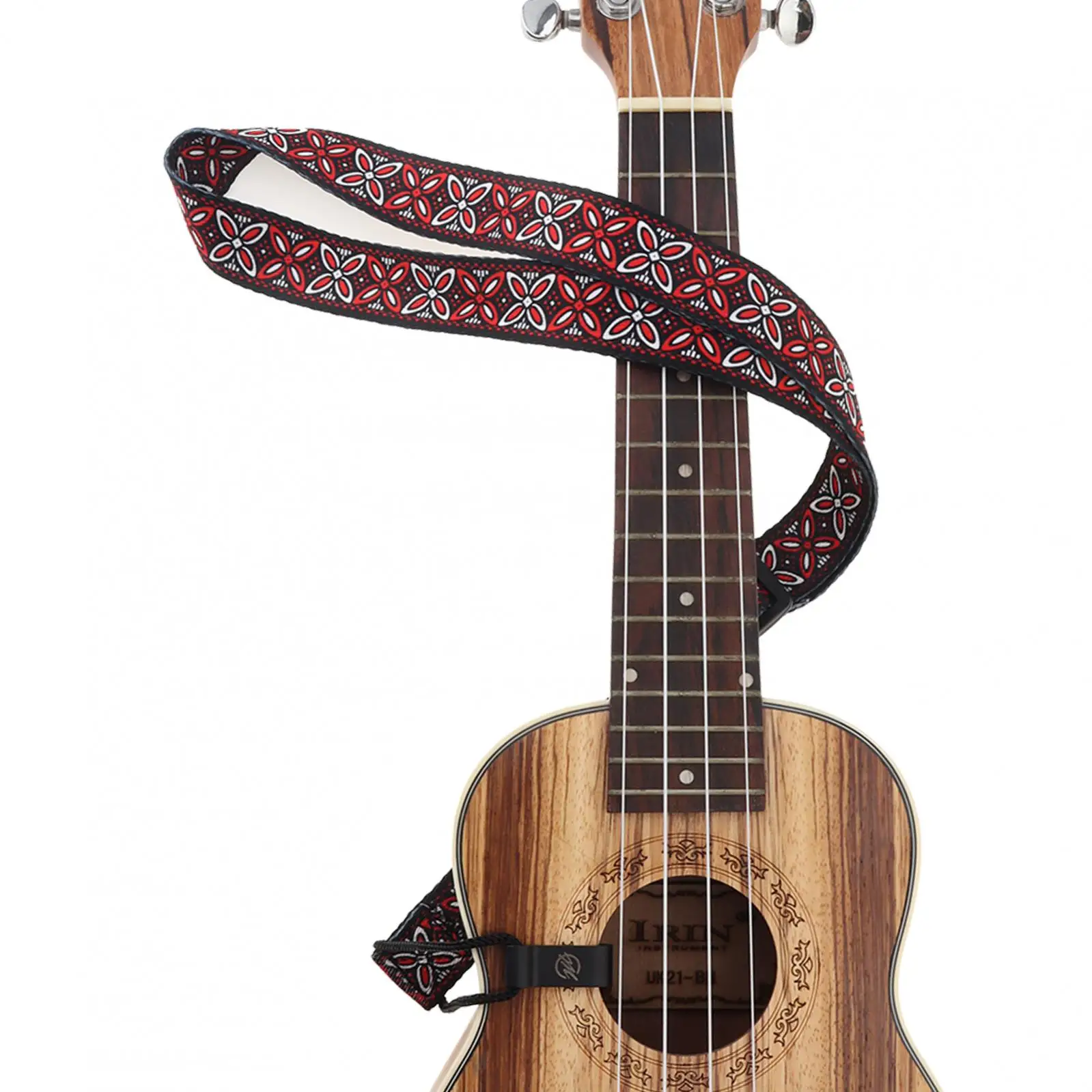 Adjustable Hook Clip on Ethnic Style Ukulele Strap, Butterfly Flower ...