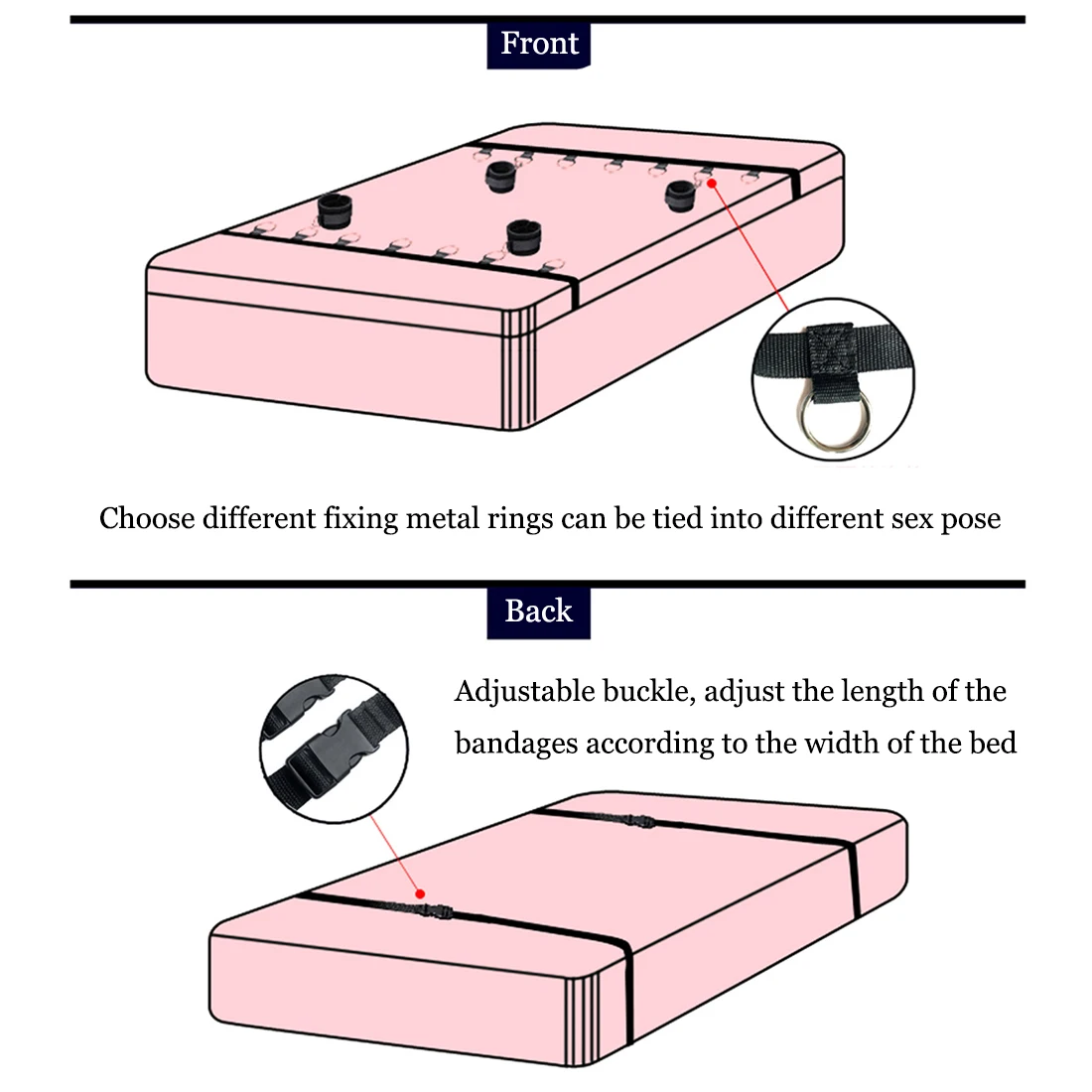 Produits de sexe BDSM,ceinture de bondage de lit,contraintes,menottes ...