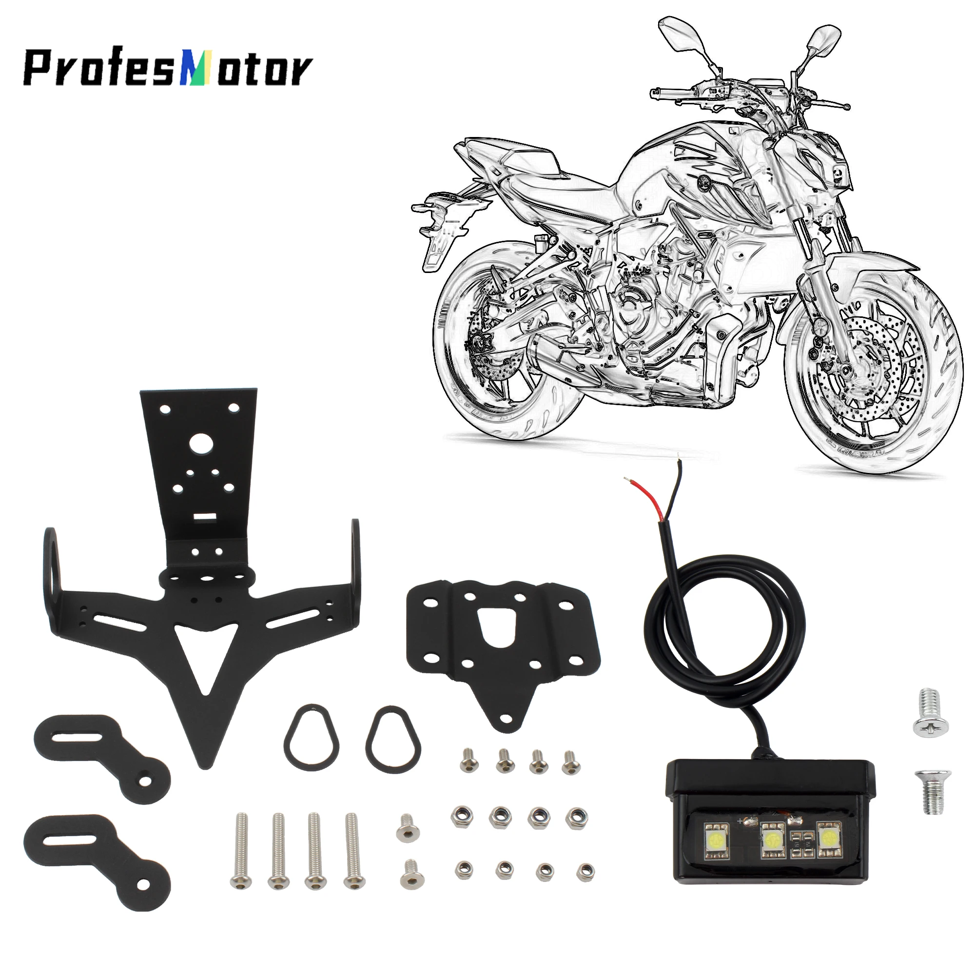 For Yamaha MT-07 2024 FZ07 Motorcycle License Plate Holder Rear Mount ...