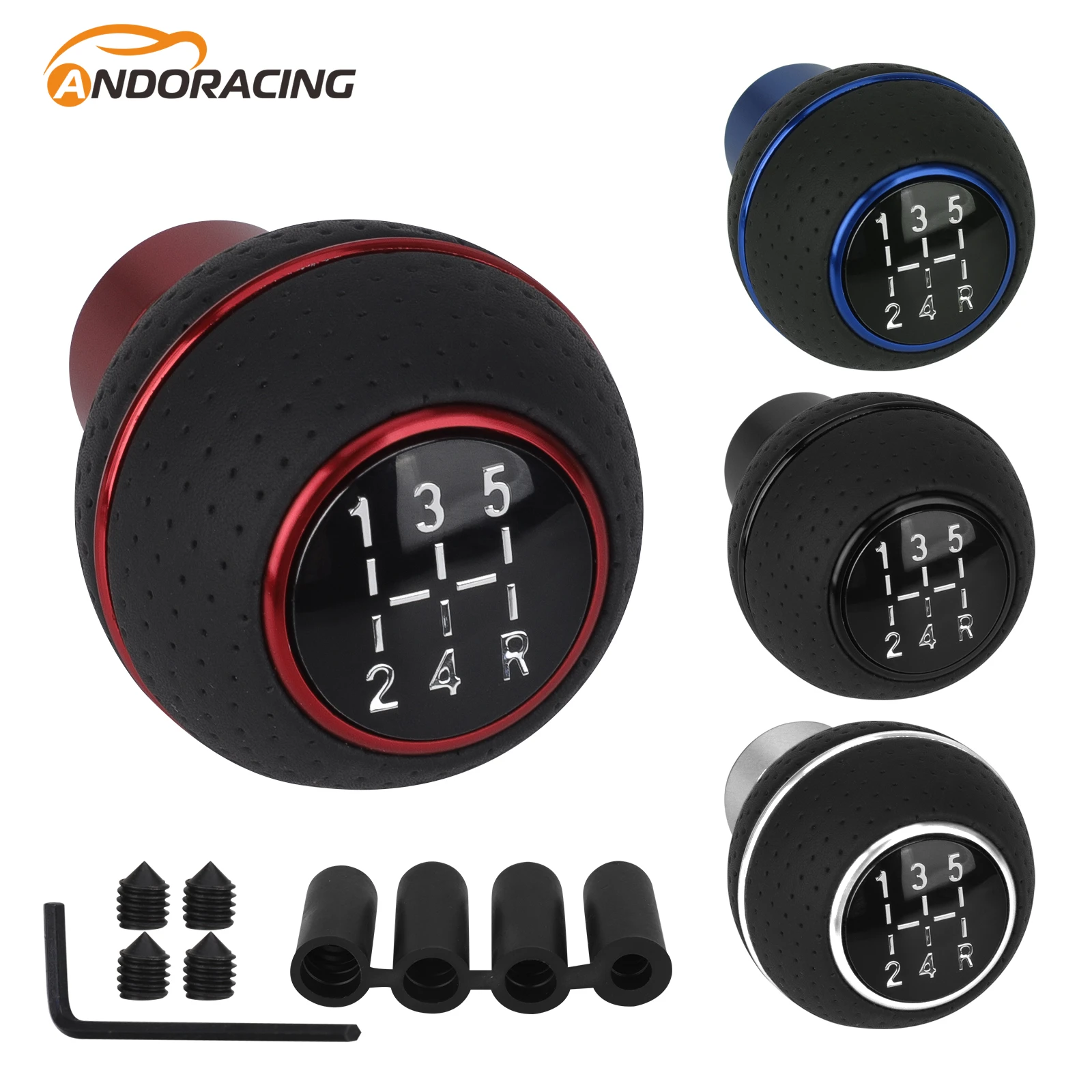 Universal-5-Speed-Leather-Aluminium-Car-Gear-Shift-Knob-For-M8-M10-M11 ...