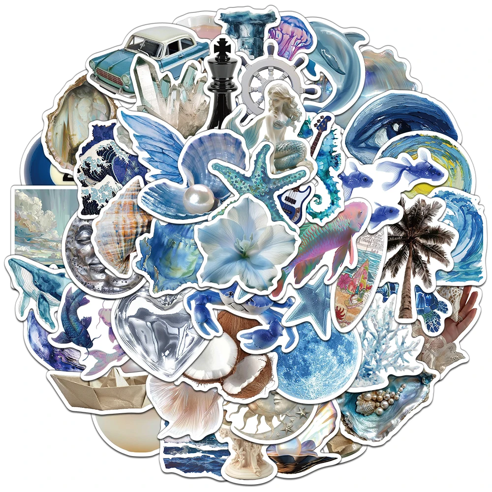 50/100PCS Creative Silver Blue Ocean Ins Wind Stickers, Account ...