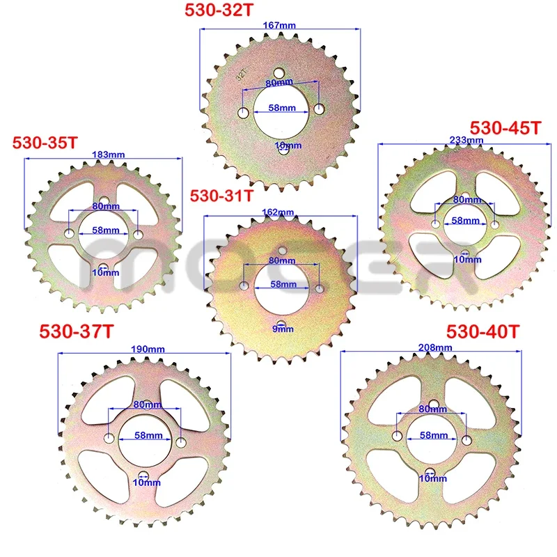 530-Chains-31T-32T-35T-37T-40T-45T-Tooth-58mm-Rear-Chain-Sprocket-For ...