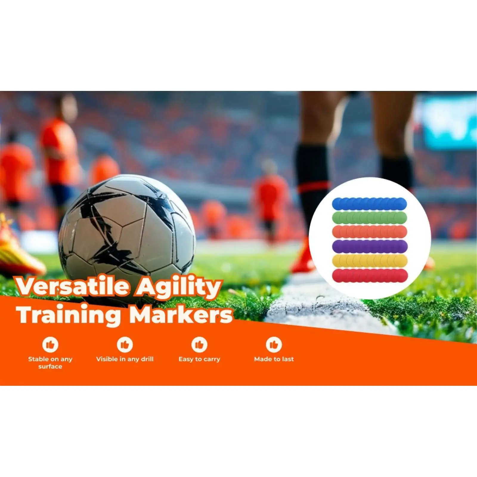 60x Training Spot Markers Round Practical 15 cm Anti Slip Portable ...