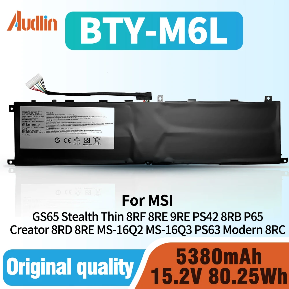 BTY-M6L Laptop Battery for MSI GS65 Stealth Thin 8RF 8RE 9RE PS42 8RB ...