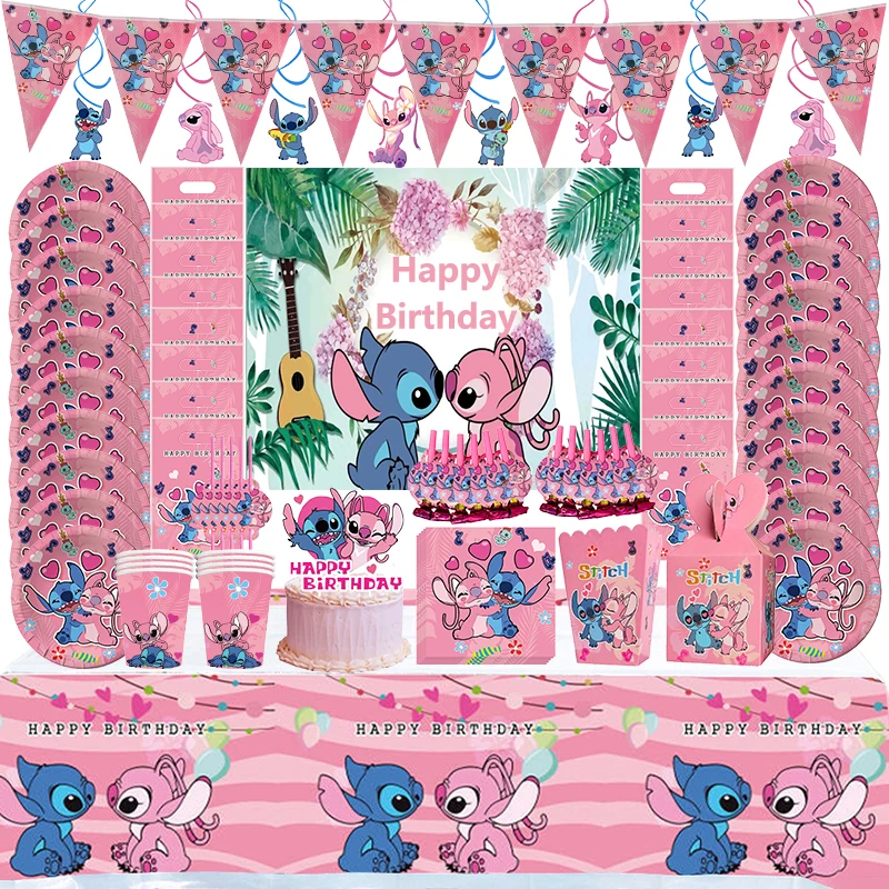 20people Lilo Stitch Birthday Decorations Disposable Tableware Set ...