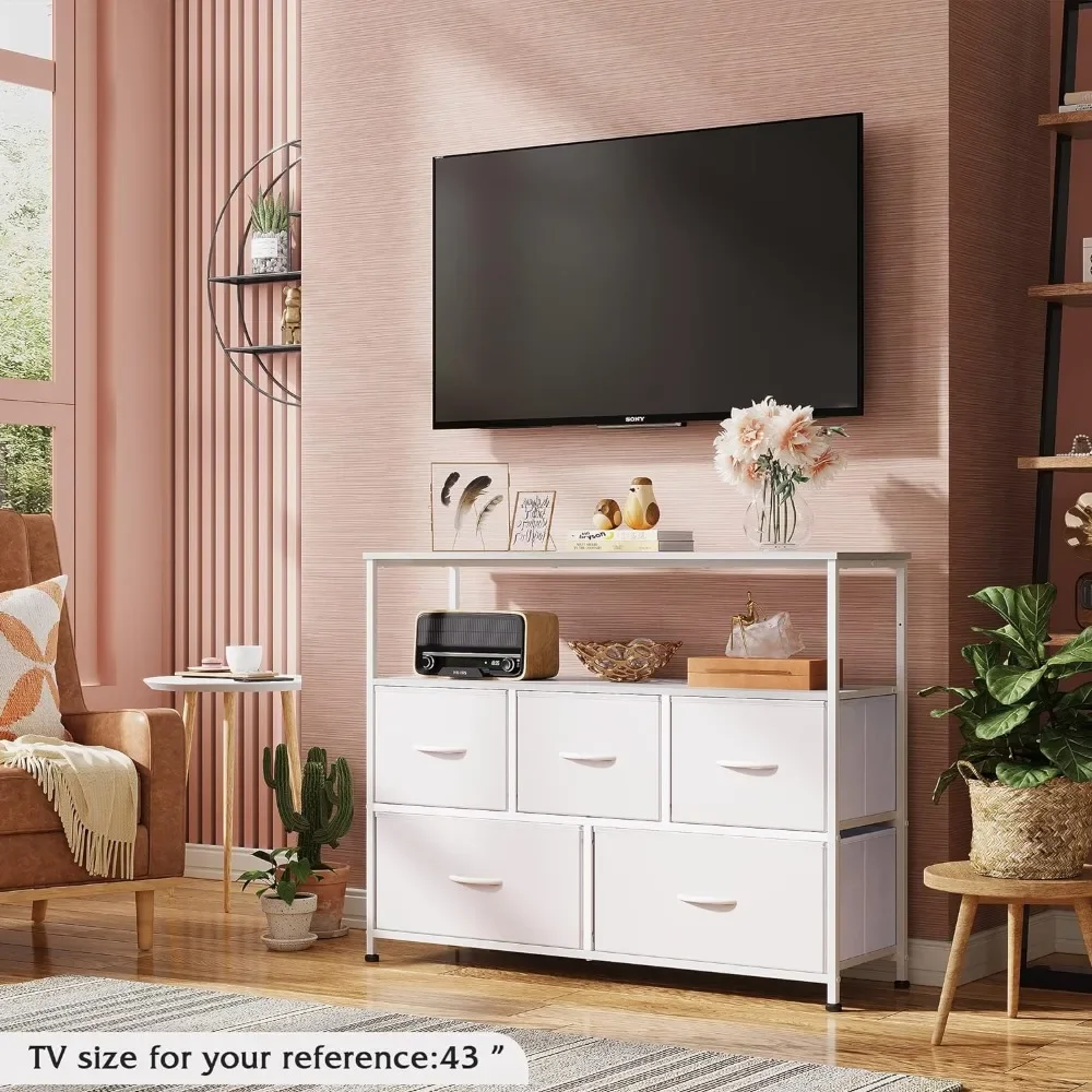 TV-cabinet-entertainment-center-with-fabric-drawers-media-console-with ...