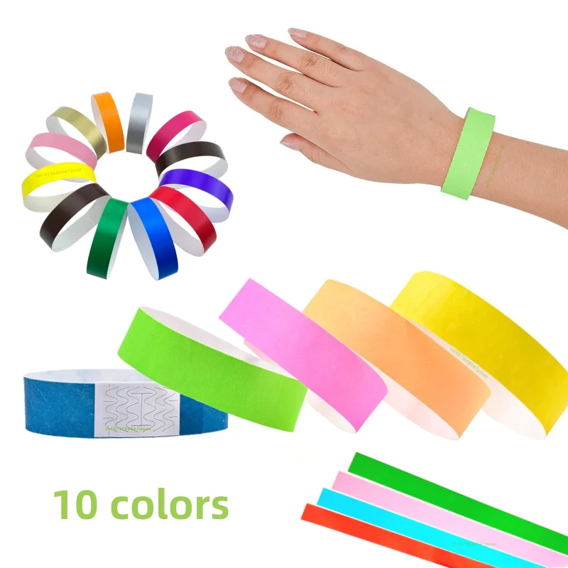 100pcs-Party-Paper-Bracelet-Synthetic-Paper-Plastic-Wristbands-Sticky ...