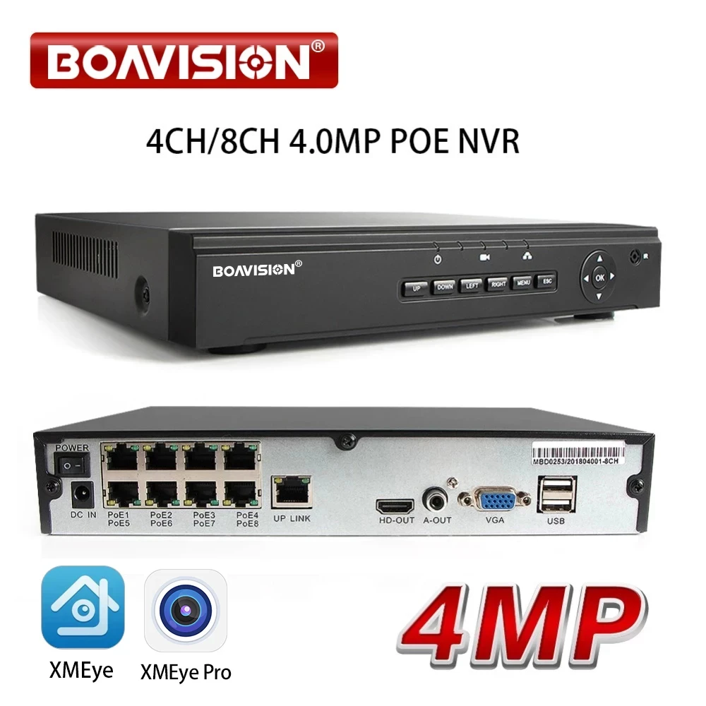 52v H.265 8ch 4mp 5mp Poe Cctv Nvr P2p Network Video Recorder For Poe ...