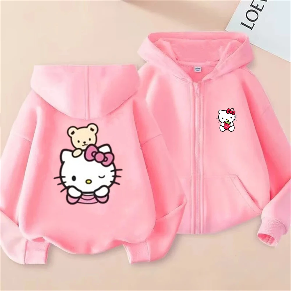 Sudaderas-con-capucha-de-Hello-Kitty-para-ni-os-abrigo-rosa-con ...