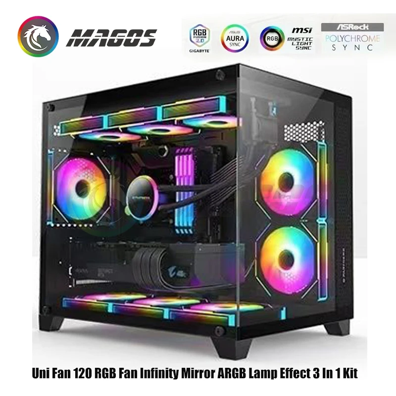 Uni-rgb Infinity Mirror Fan Argb Lamp Effect Em Ventilador Cableless ...