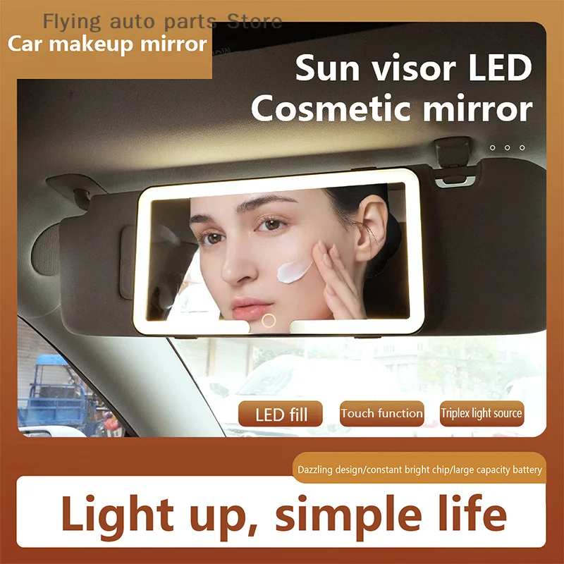 HD-Mirror-Car-LEDMakeup-Mirror-Three-Gear-Adjustment-Sun-Visor-Plate ...