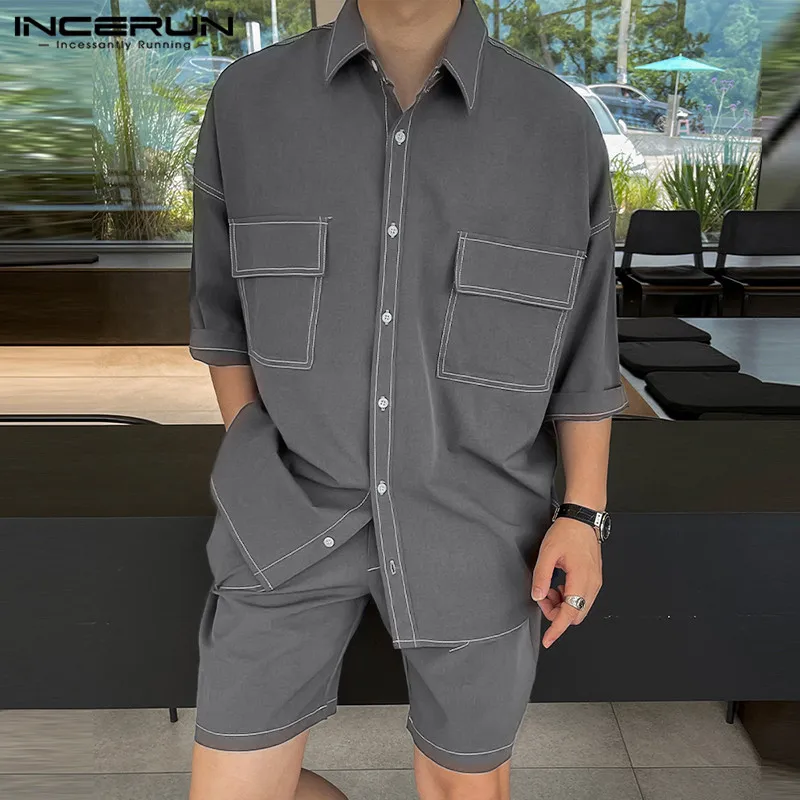 Incerun-Conjunto-de-lazer-estilo-coreano-masculino-camisa-de-manga ...