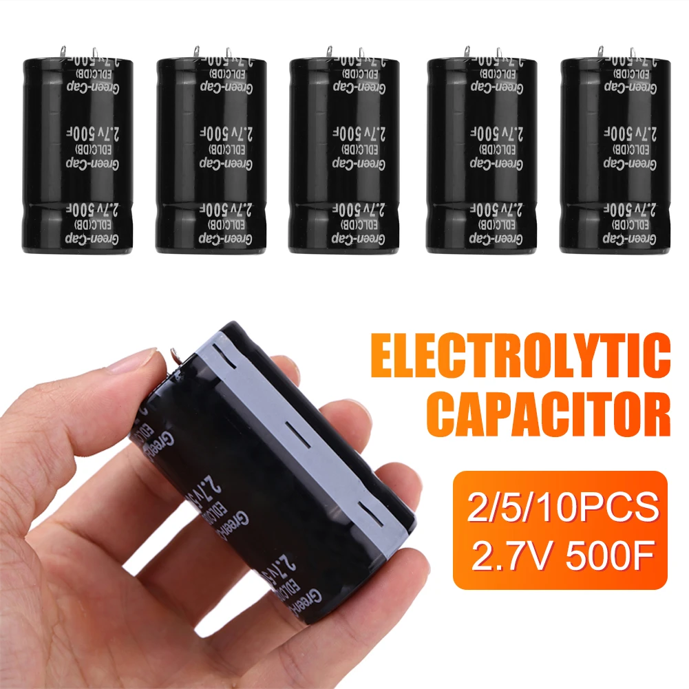 10pcs Super Farad Capacitor 2.7V 500F Electrolytic Capacitor Wide Scope of Application Metal ...