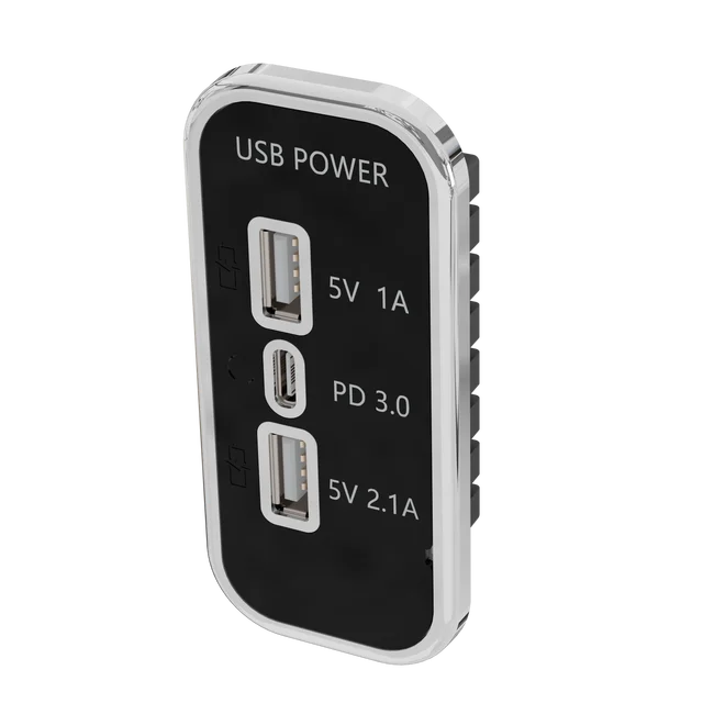 Universal 3 Port Usb A Usb C Quick Charge Dual Usb 12V 24V 1A 2.1A PD3 ...