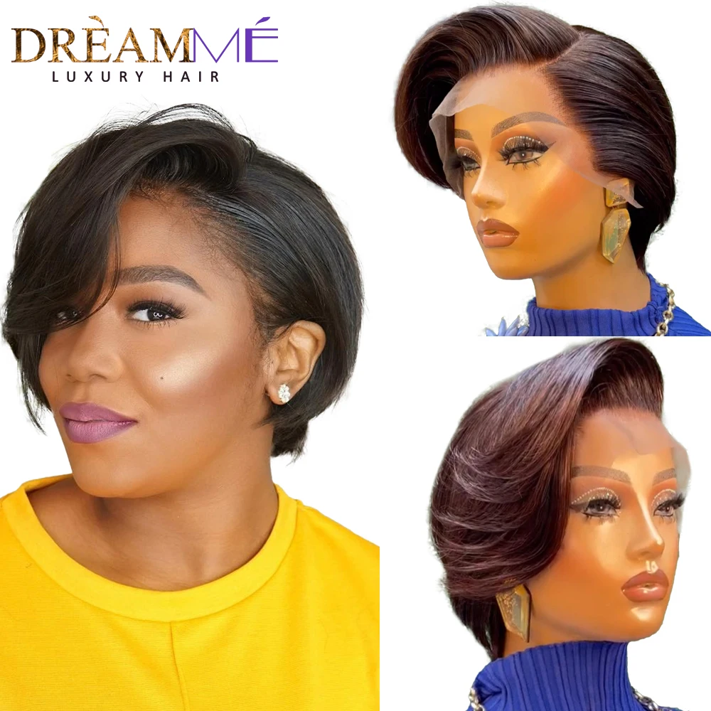 Short-Pixie-Cut-13x4-Lace-Front-Wig-Human-Hair-Natural-Straight-Remy ...