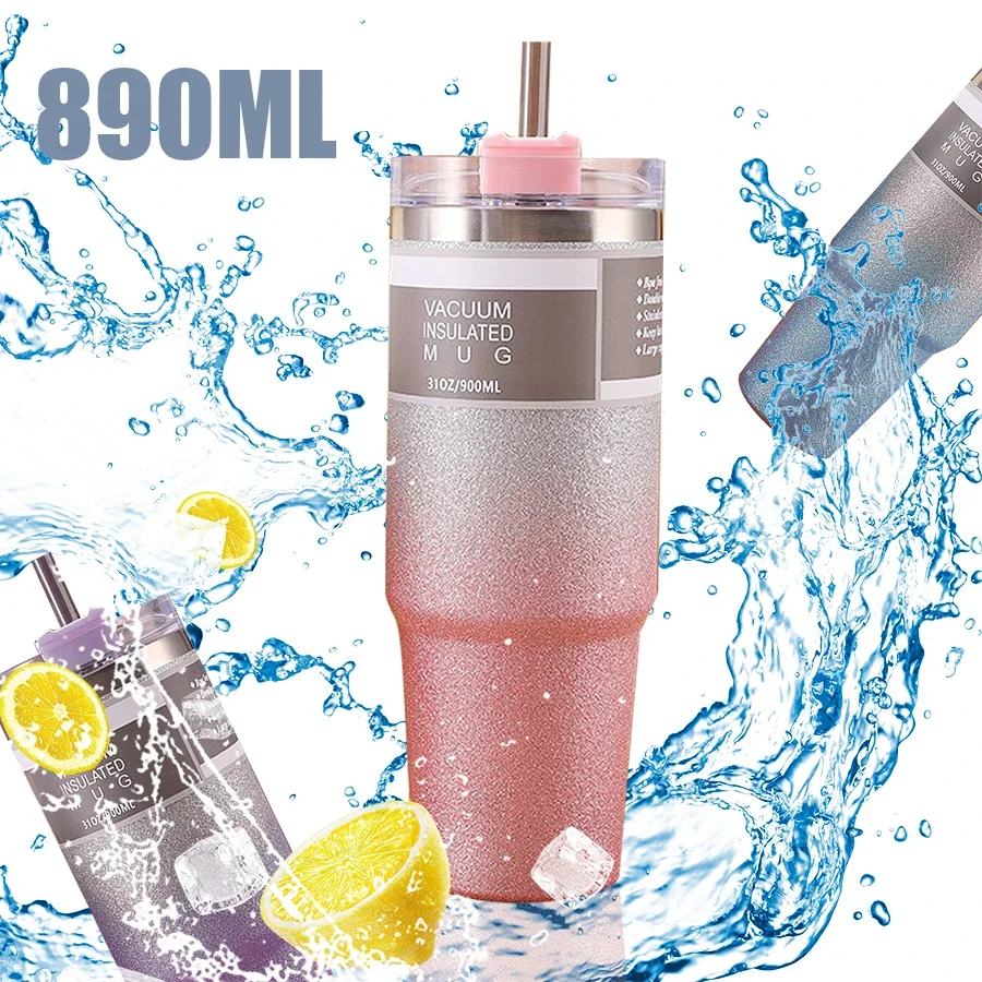 Vacuum-insulated-stainless-steel-Thermal-Mug-Coffee-Cup-with-straw ...