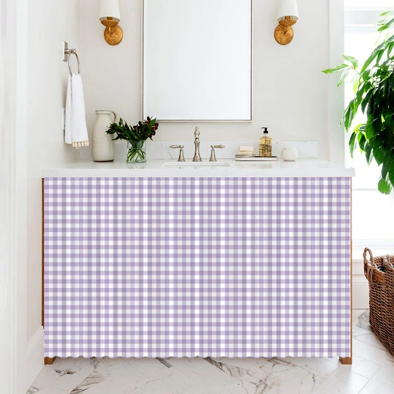 Plaid Kitchen Cabinet Curtain Fabric Cupboard Short Curtains Partition ...