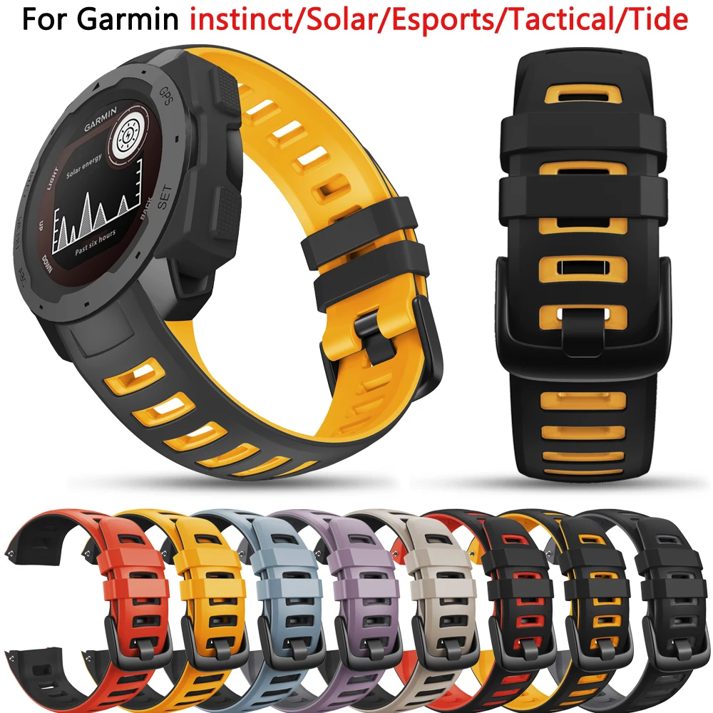 Silicone-Strap-Band-For-Garmin-Instinct-Esports-Tactical-Tide-Solar ...