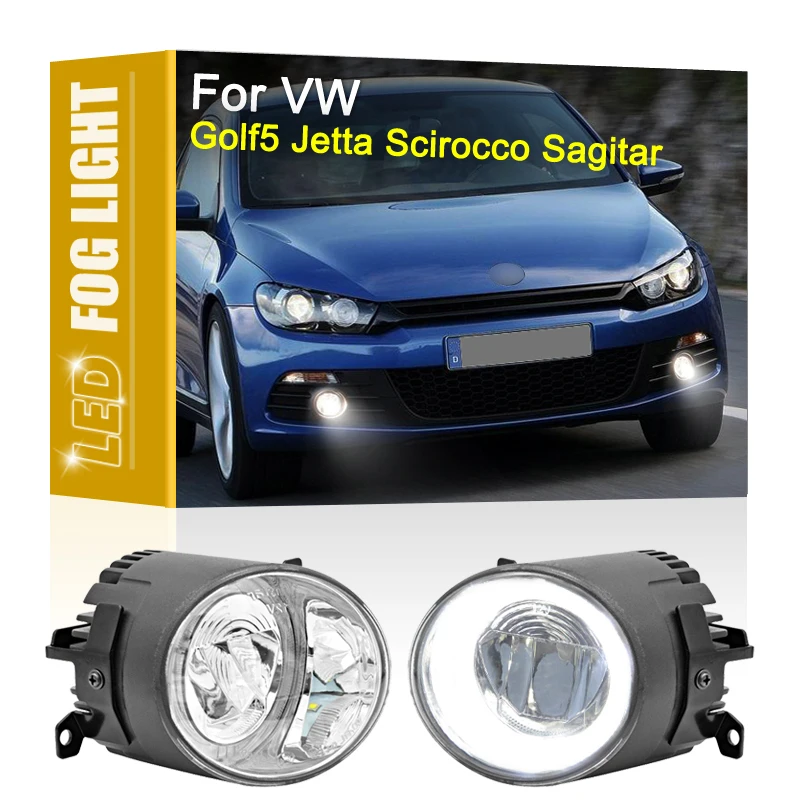 2Pcs-Aluminum-Shell-Front-White-LED-Fog-Lamp-Assembly-With-DRL-Daytime ...