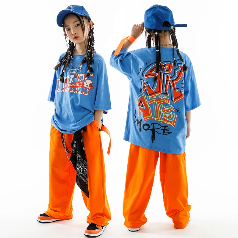 Children-Hip-Hop-Dance-Clothing-Loose-T-Shirts-Girls-Pants-Casual-Wear ...