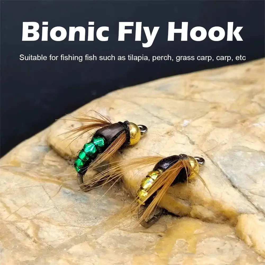 10PCS Brass Bead Head Fast Sinking Nymph Scud Bug Worm Flies Trout Fly ...