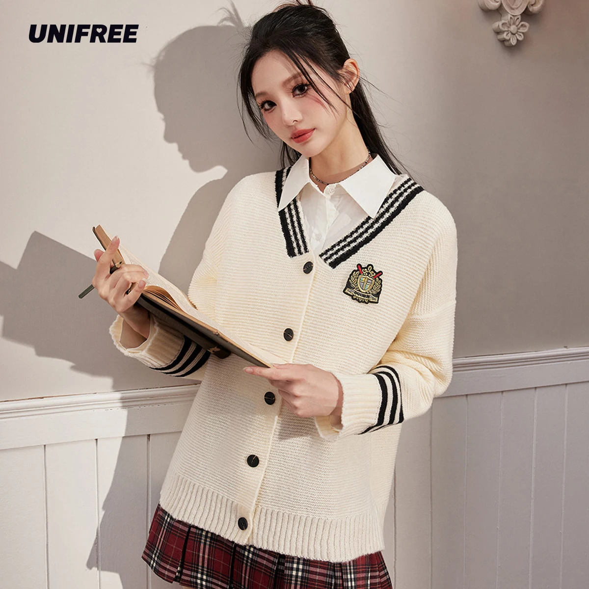 UNIFREE-Stripe-Knitted-Cardigan-for-Women-Spring-Autumn-Long-Sleeve ...