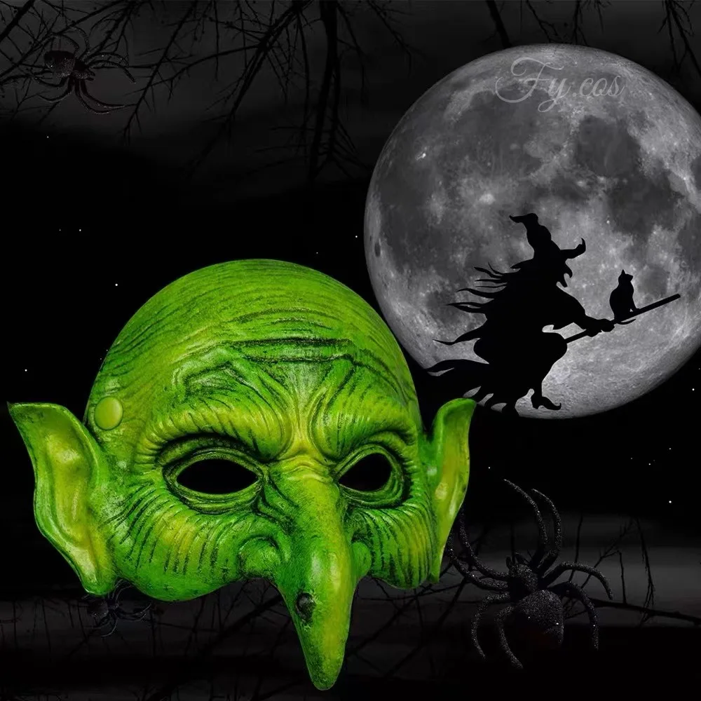 Long Nose Mask Horror Witch Half Face Headdress 3D PU Foamed Scary Prop ...