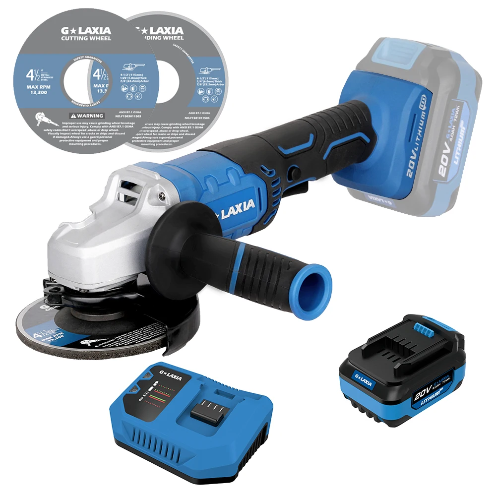 20V Cordless Brushed Lithium Power Tools 115mm Angle Grinder 4.0Ah ...