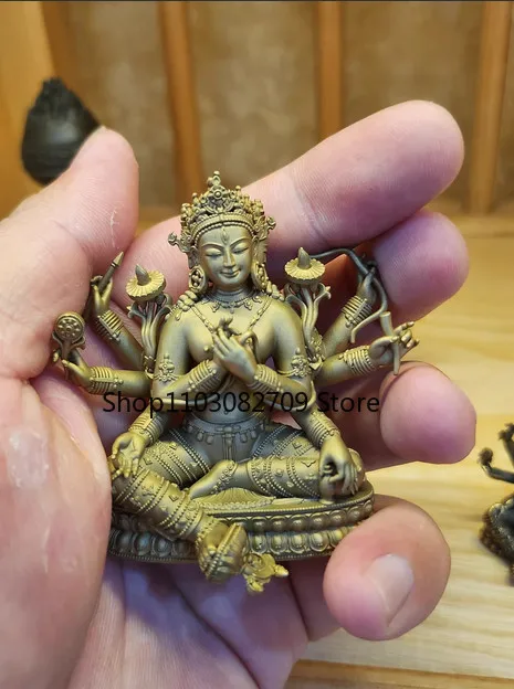 Estatua de cobre de la diosa Madre Buda Maha-pratisara del Tíbet de 6 ...