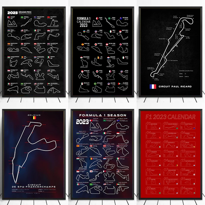 2023-Formula-One-F1-Racing-Poster-Canvas-Painting-Wall-Art-Picture ...