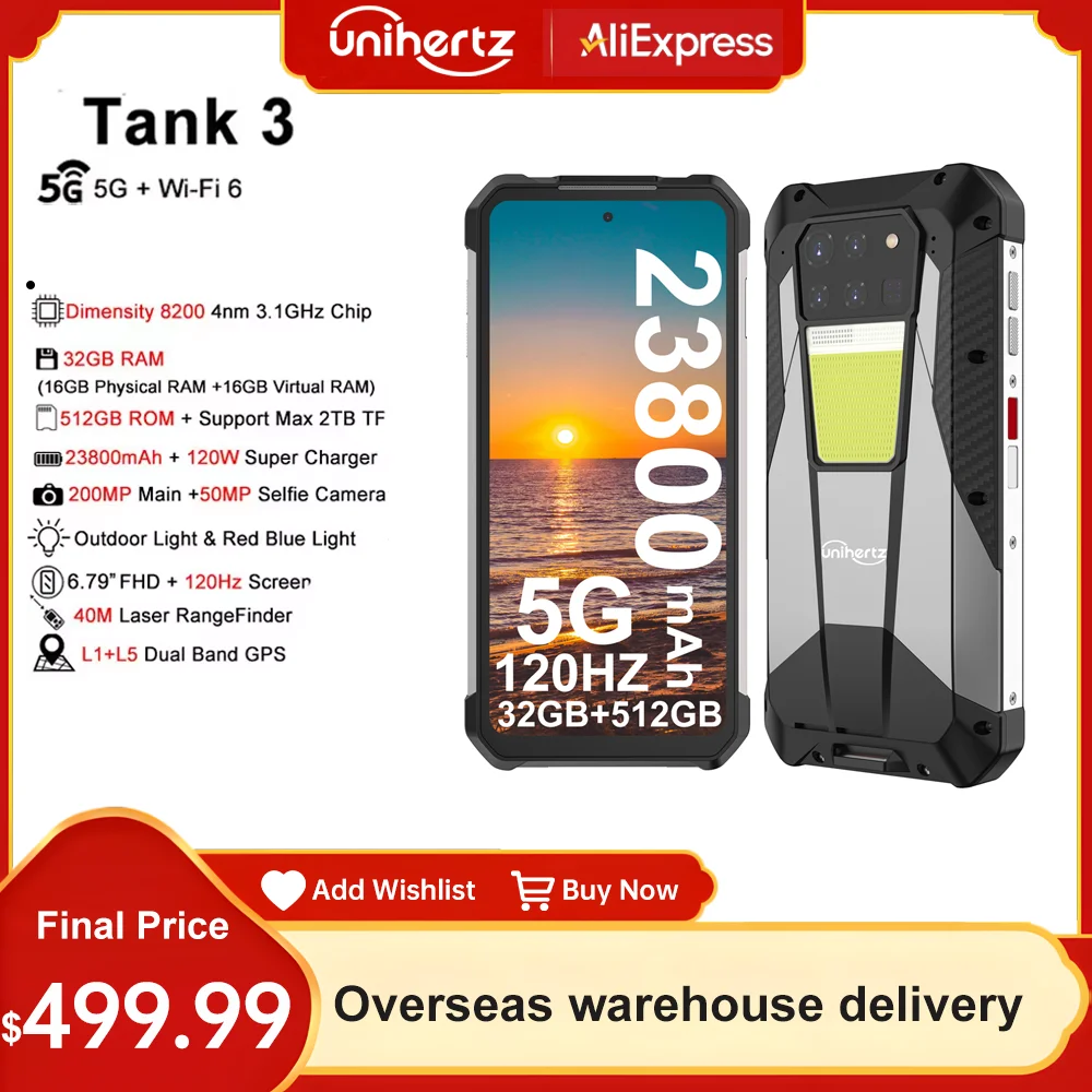 Unihertz-Tank-3-8849-Android-13-Smartphone-Rugged-23800mAh-32GB-512GB-200MP-5G-Mobile-Phone ...