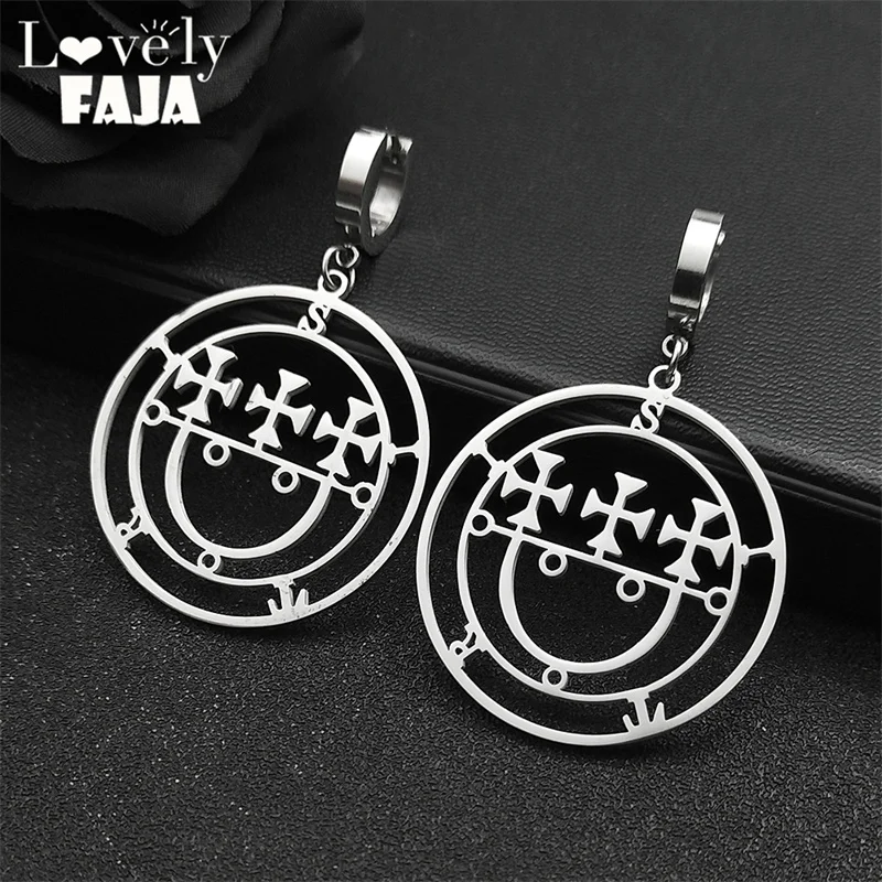 Sigeal-Sigil-De-Lucifer-Stainless-Steel-Dangle-Earrings-Women-Men-Satan ...