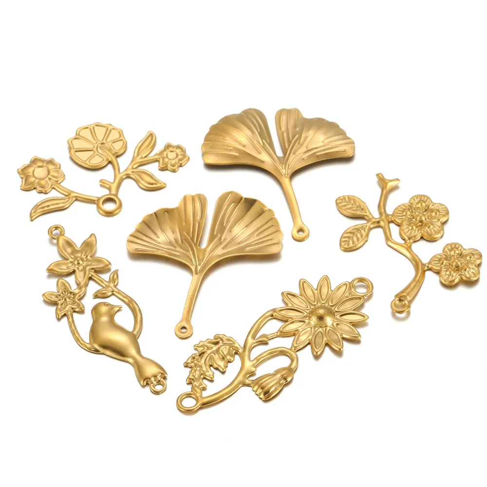 20Pcs-Stainless-Steel-Leafy-Vine-Charms-Flower-Leaf-Pendant-for-Diy ...