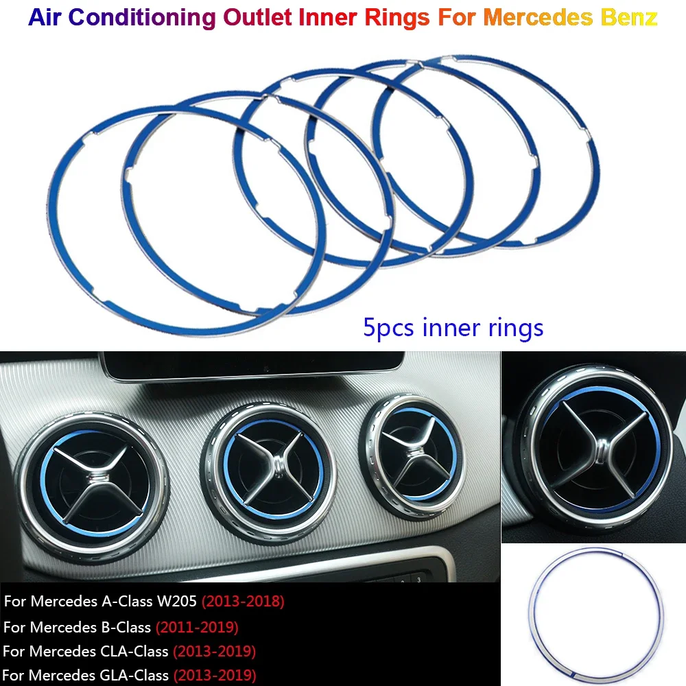 5-x-Car-Blue-Air-AC-Vent-Outlet-Inner-Circles-Rings-Frame-Cover-Trim ...