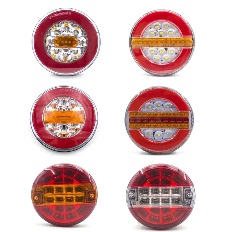 2x-12V-24V-Universal-Round-LED-Car-Truck-Tractor-Trailer-Tail-Light ...