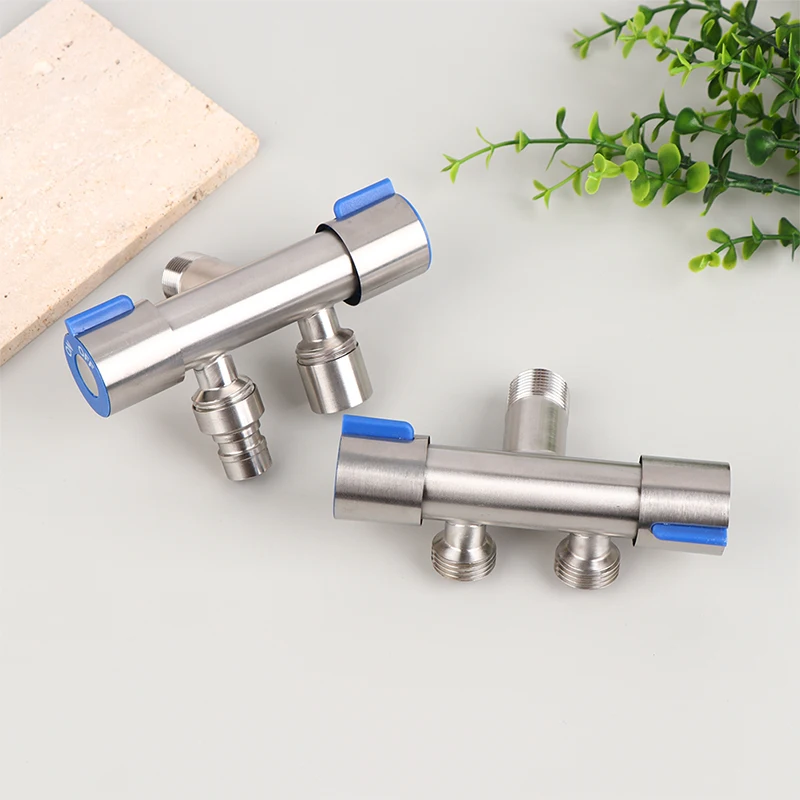 1Pc-One-In-Two-Out-Double-Use-Triangular-Valve-Stainless-Steel-Water ...